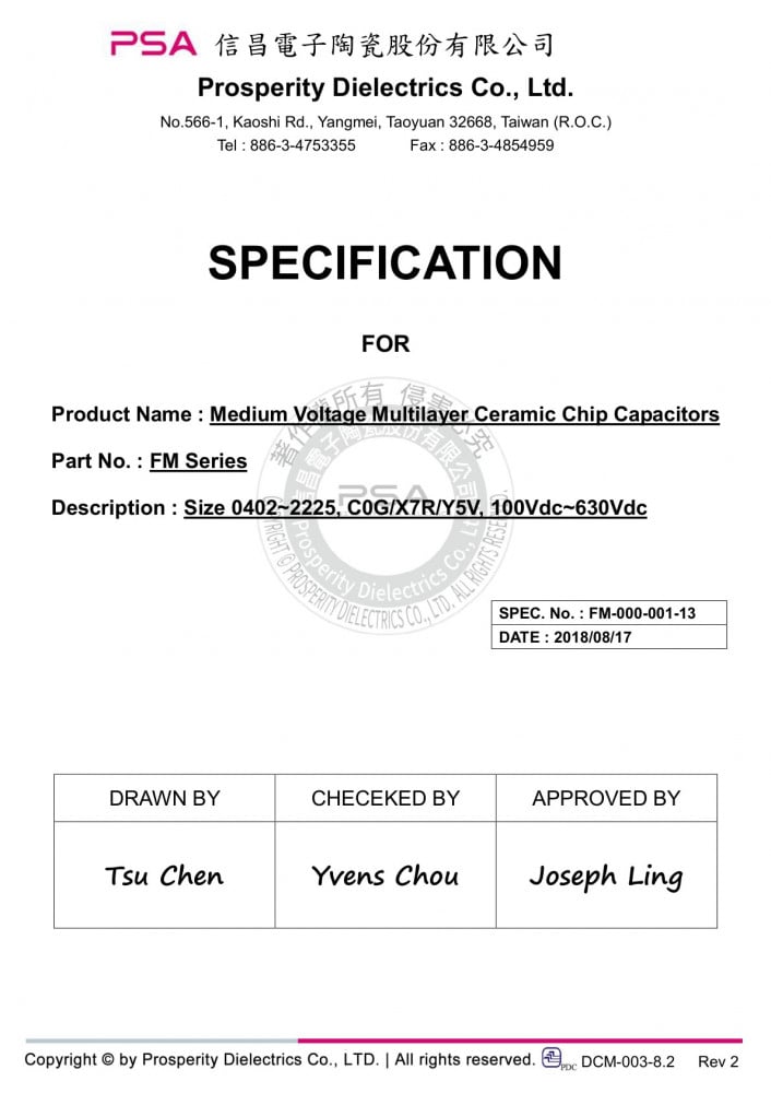 PSA FM Series datasheet page 2