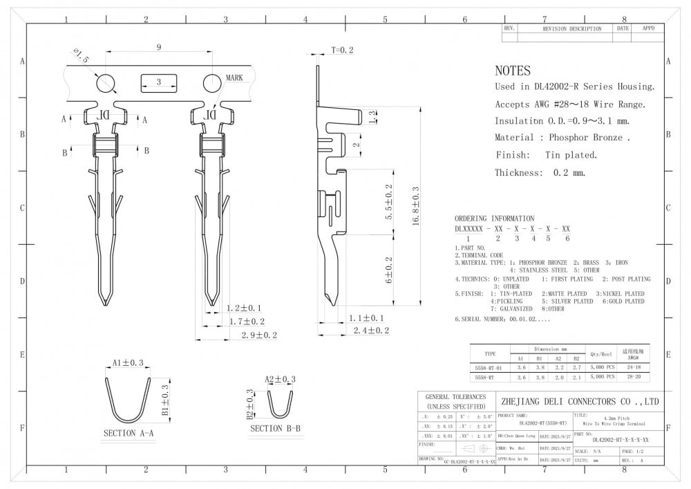 DLL 5558-RT-02 technical drawing page 1