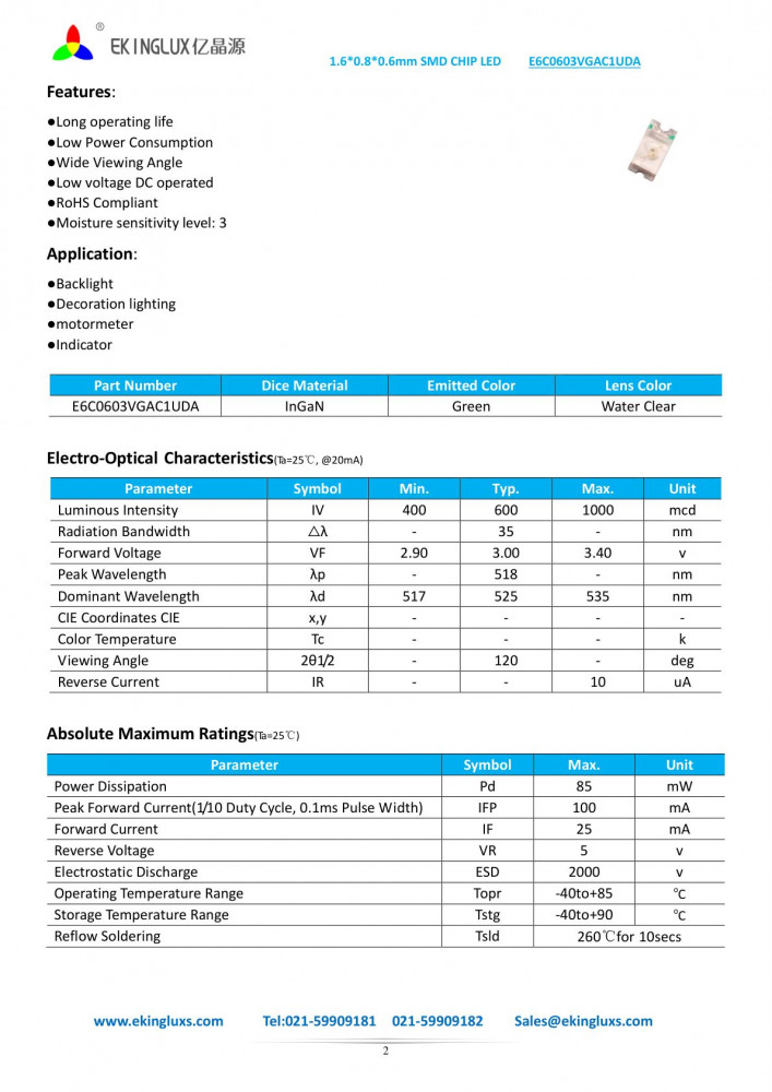 E6C0603VGAC1UDA datasheet page 2