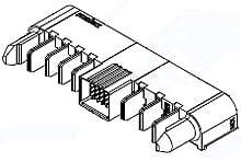 EXTreme Ten60Power Right-Angle Receptacle with Side Guides, 15 Signal Circuits, Press Fit Tail