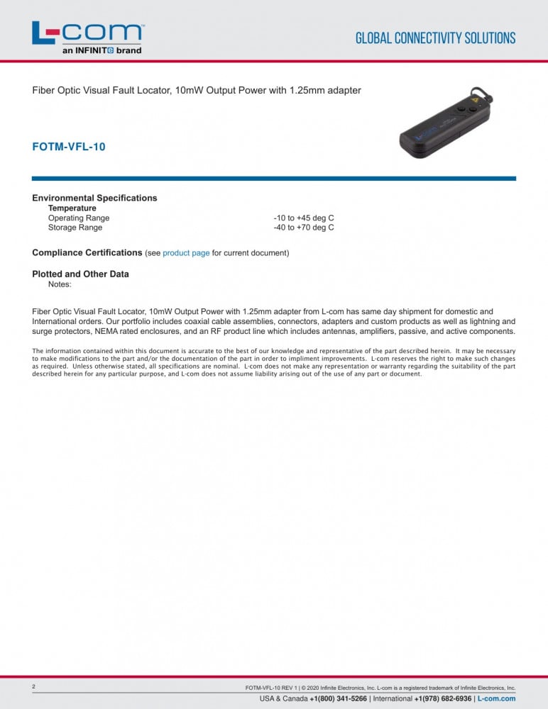 L-com FOTM-VFL-10 datasheet page 2