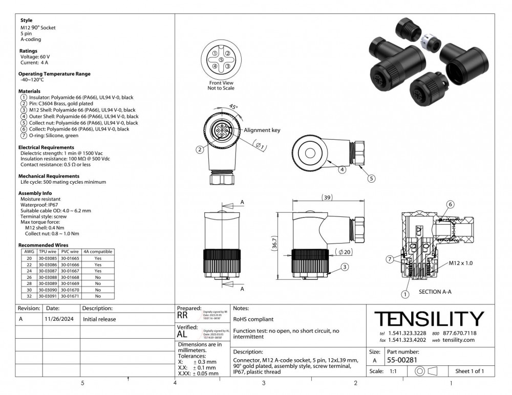 Technical drawing image for Tensility International part 55-00281