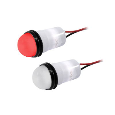 LED Panel Mount Indicator Red .688″ Semi Dome Flex Voltage Wire Leads IP67 for sale
