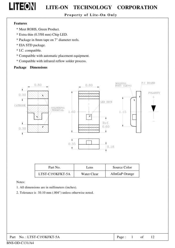 LTST-C193KFKT-5A datasheet page 2
