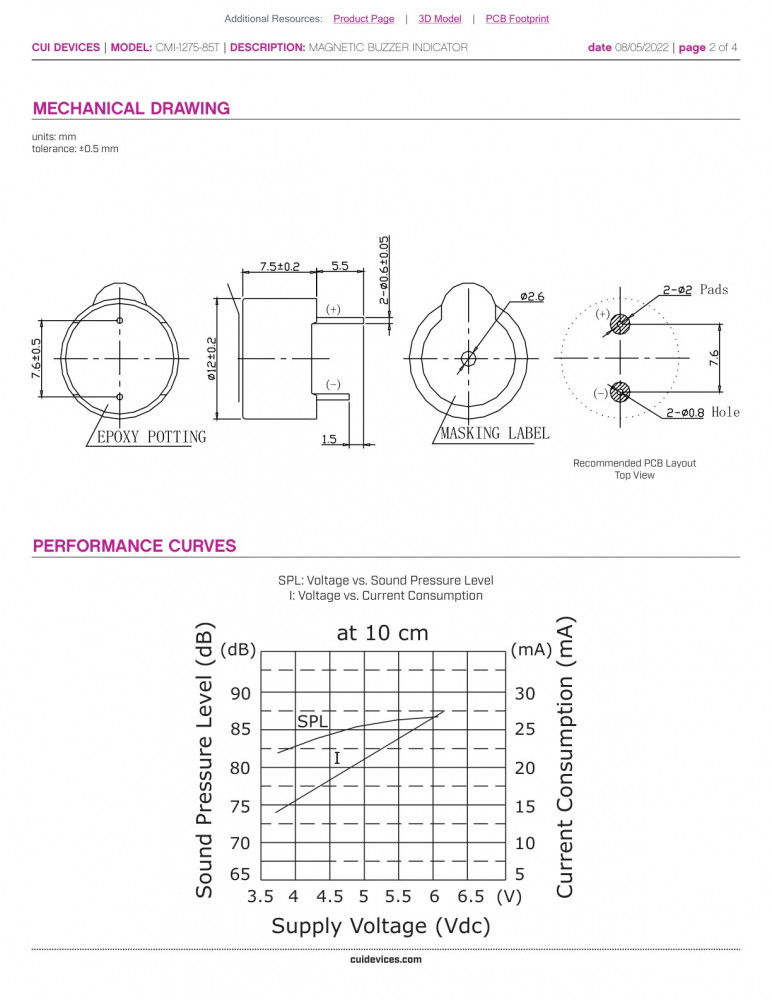 CMI-1275-85T technical document page 2