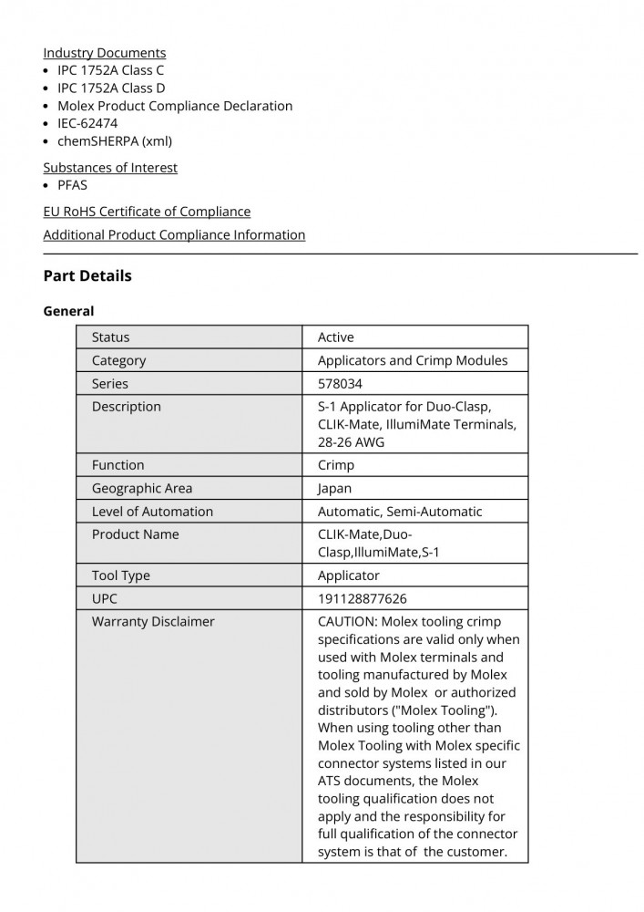 Technical document image 2 for MOLEX 5780343700
