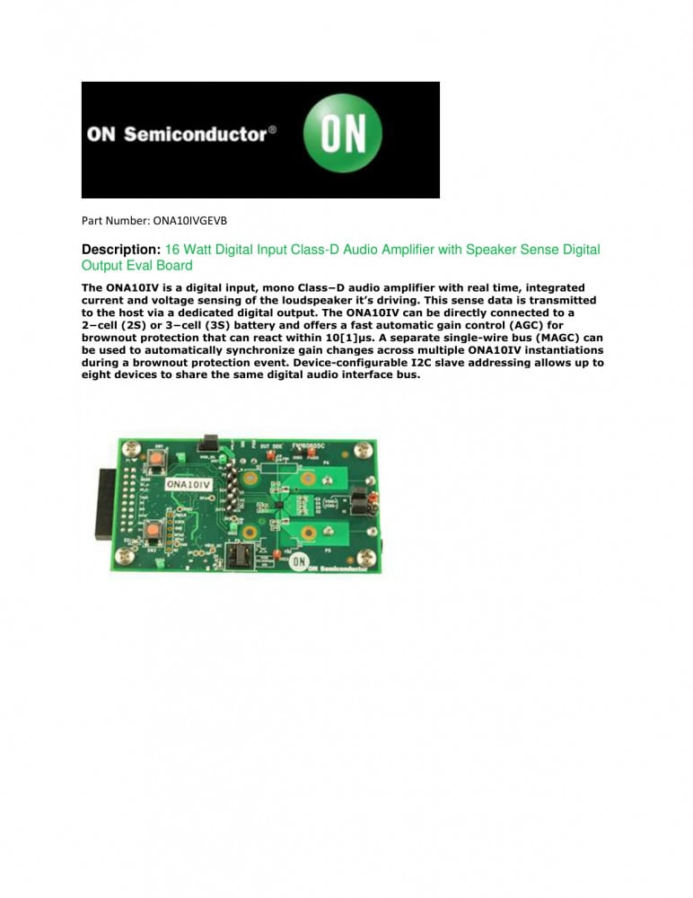 ONA10IVGEVB technical documentation page
