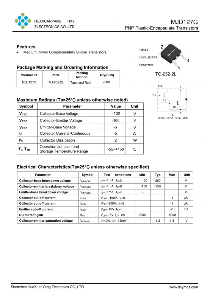 MJD127G-HYX product specification page