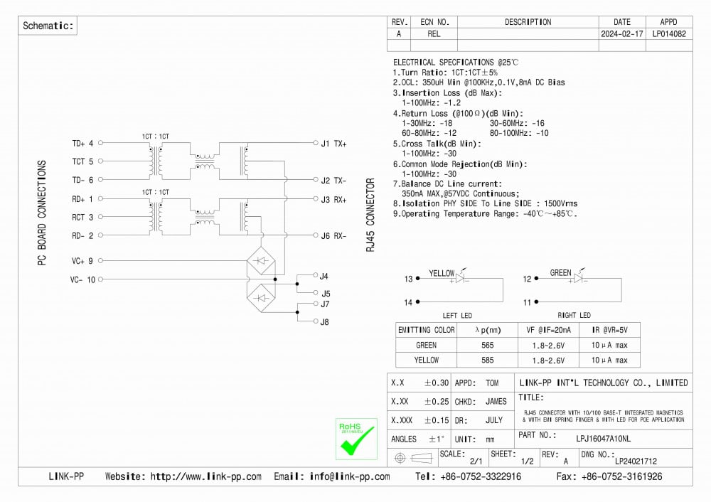 LPJ16047A10NL technical drawing page 2