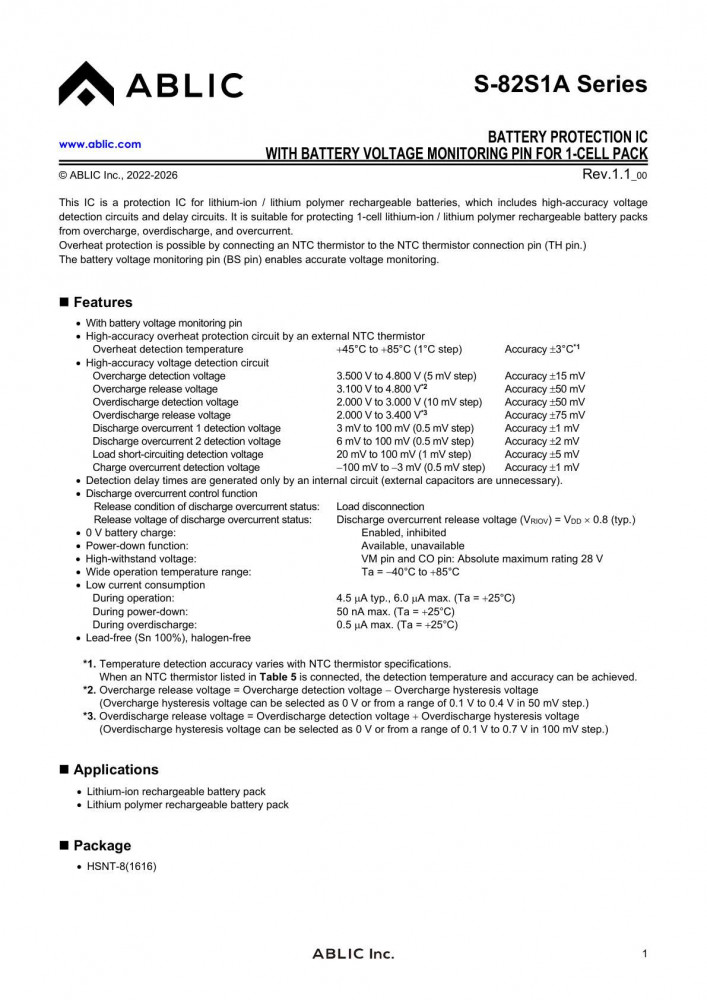 S-82S1A datasheet page 1