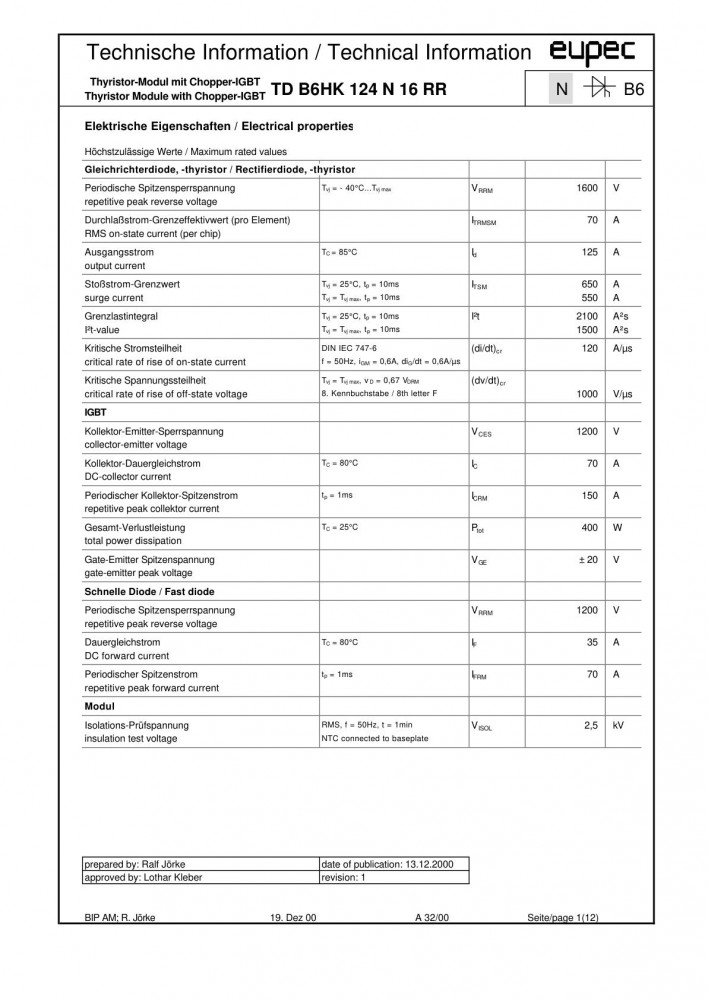 TDB6HK124N16RR technical document page 1