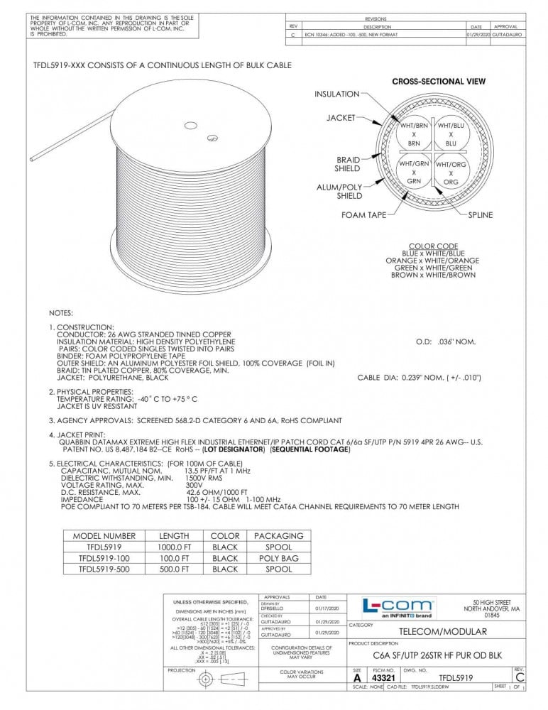 TFDL5919-100 technical drawing