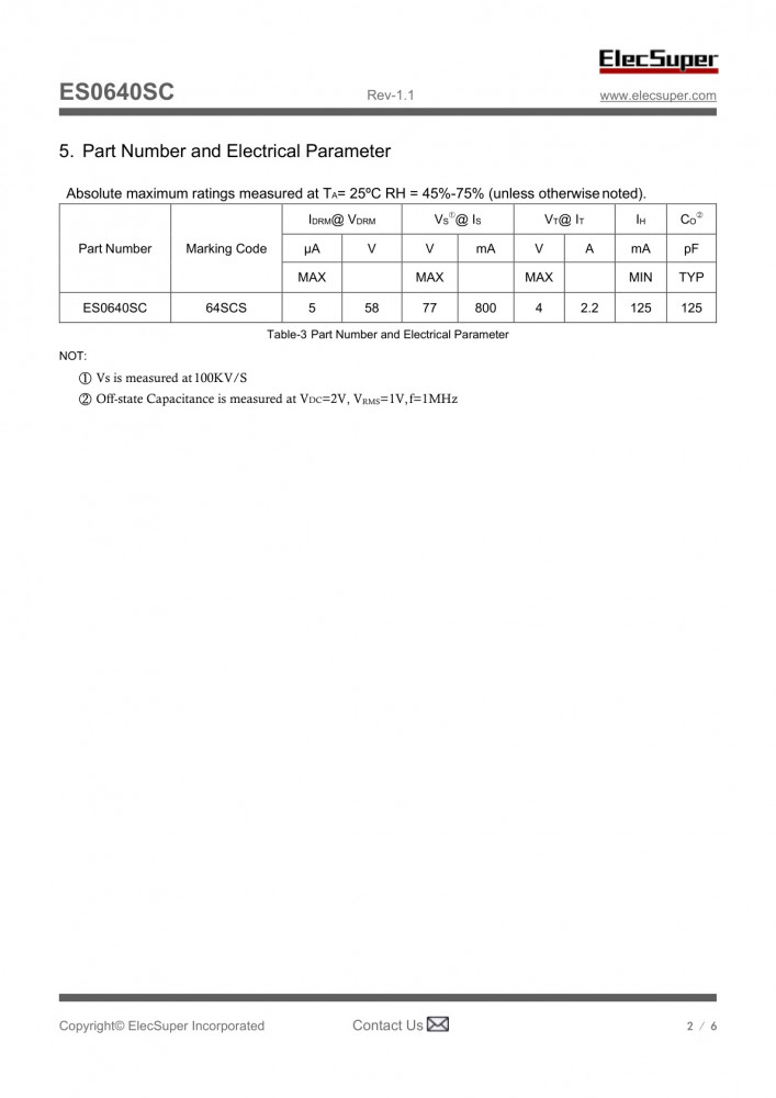 ES0640SC datasheet page 2