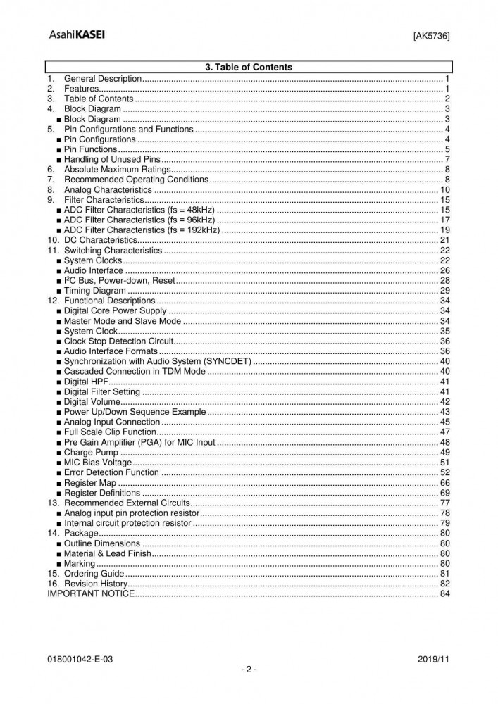AK5736 technical document page 2