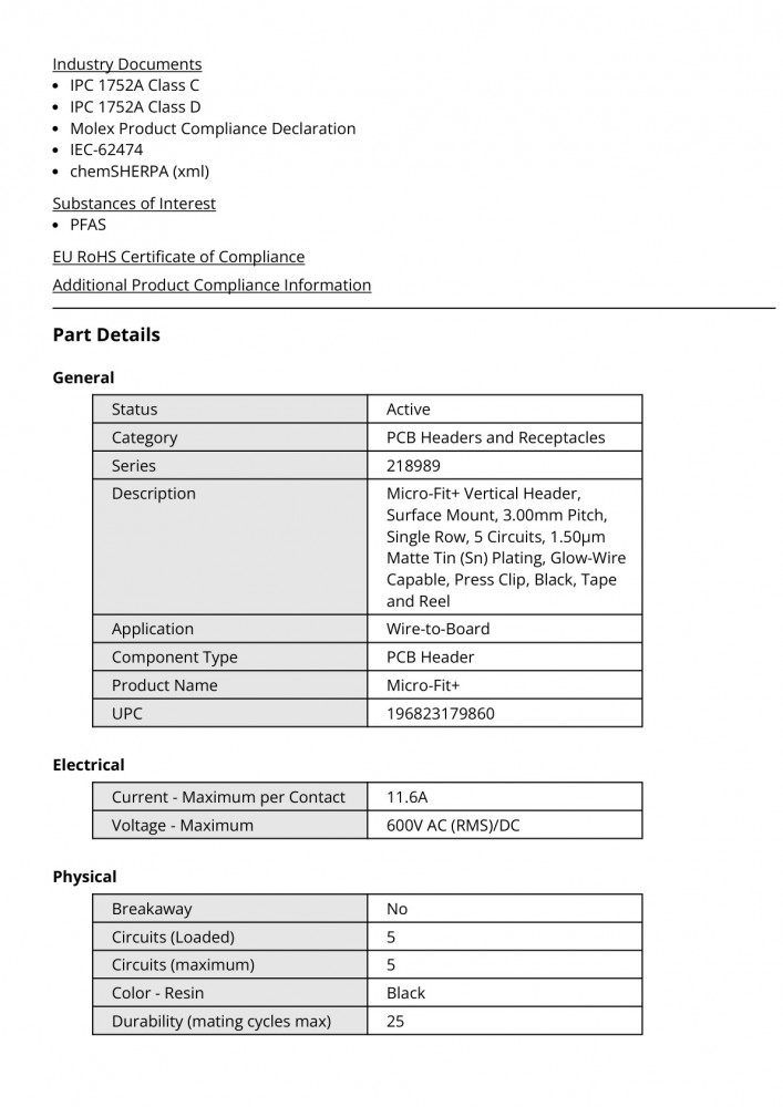MOLEX 2189890530 technical document preview, page 2