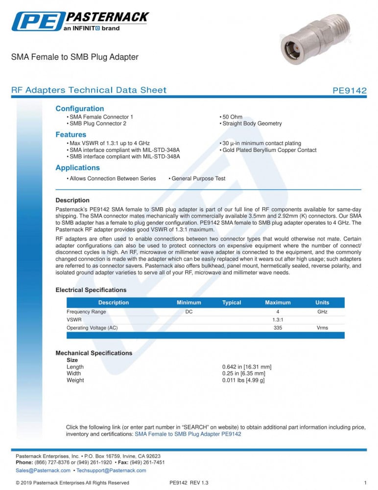 PE9142 datasheet page 1