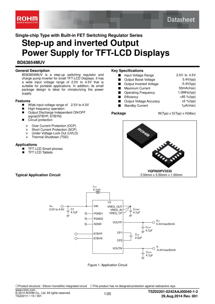 BD83854MUV-E2 datasheet page 1