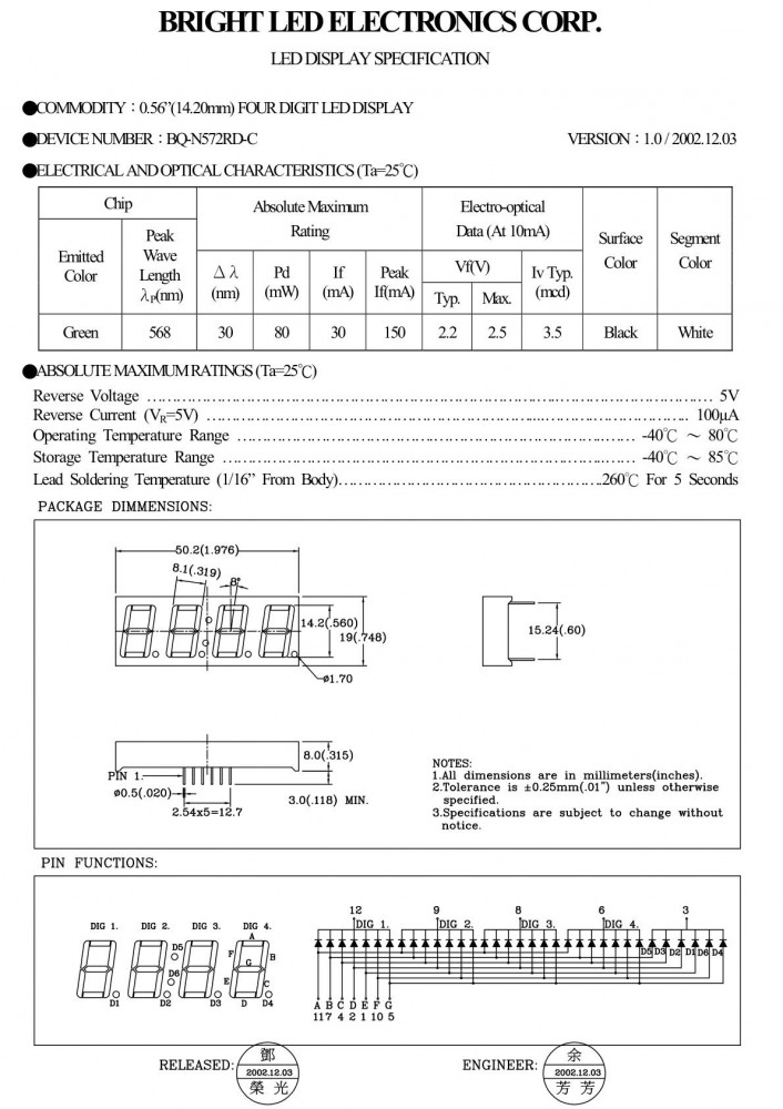 BQ-N572RD-C datasheet page 1