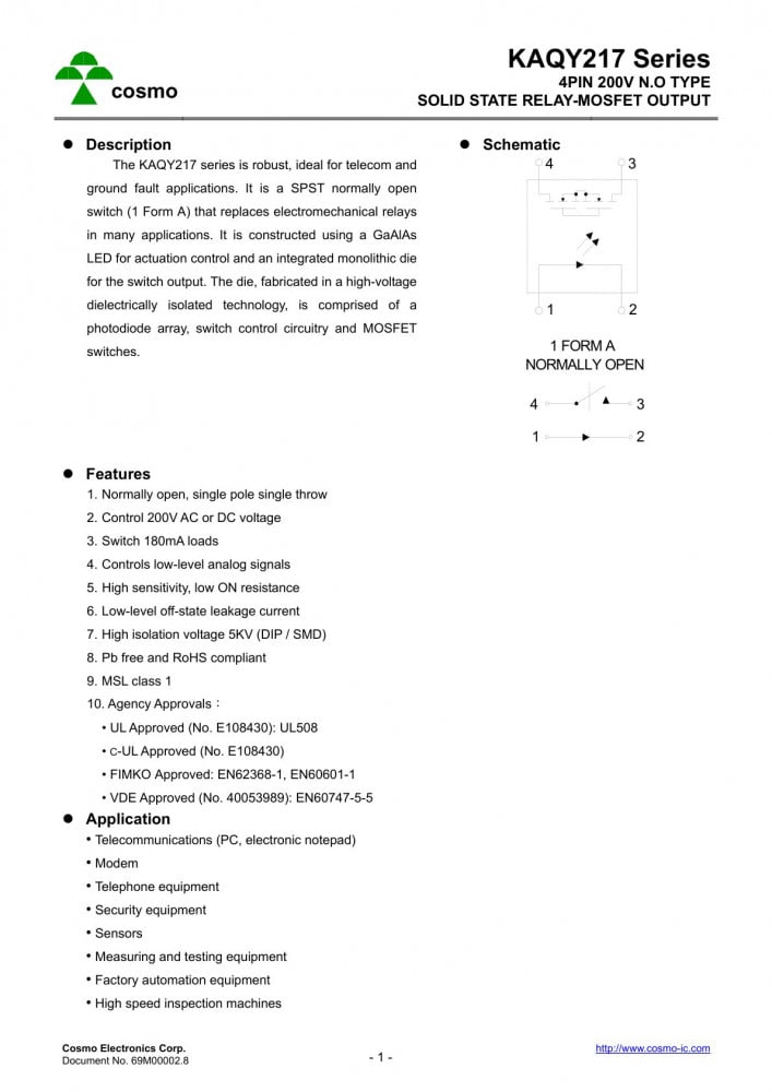 KAQY217STLD datasheet page 1