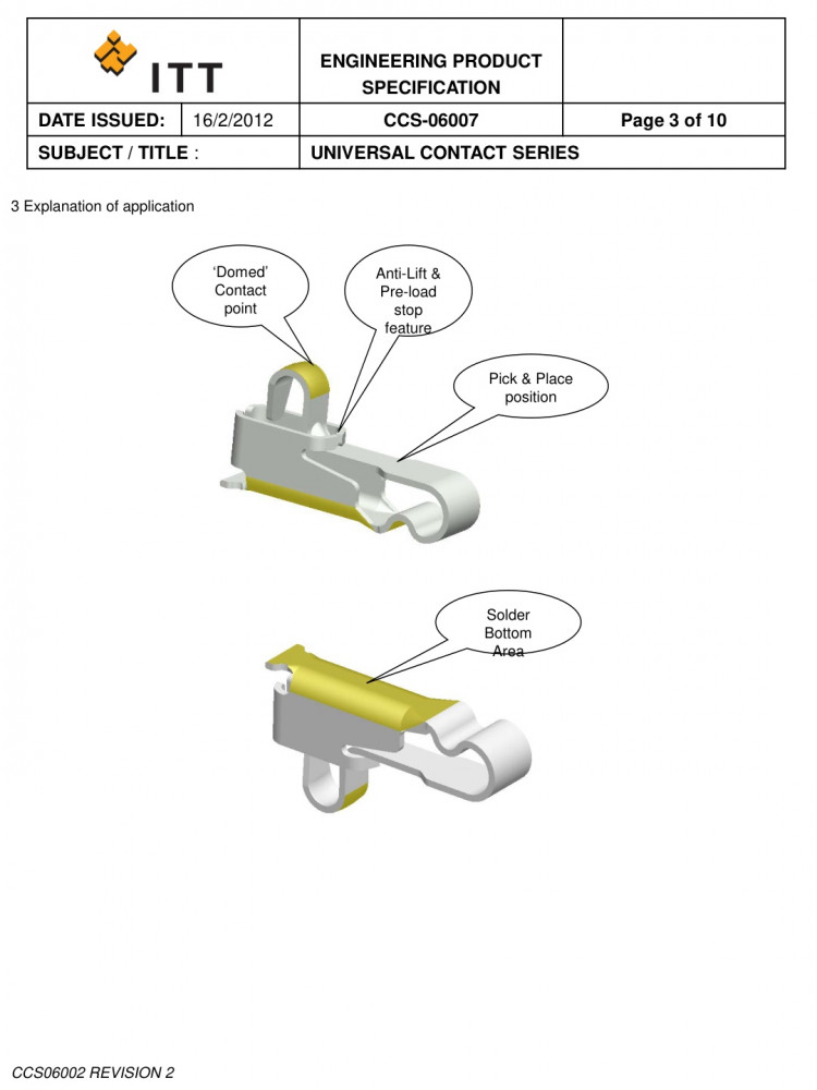 Universal Contact Series specification, page 3