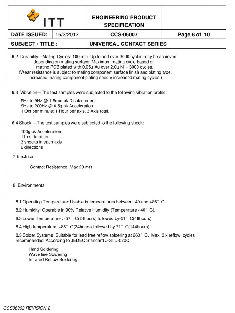Universal Contact Series specification, page 8