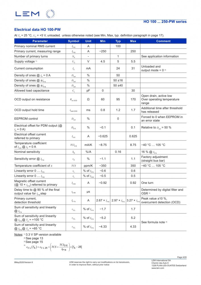 HO-PW datasheet page 4