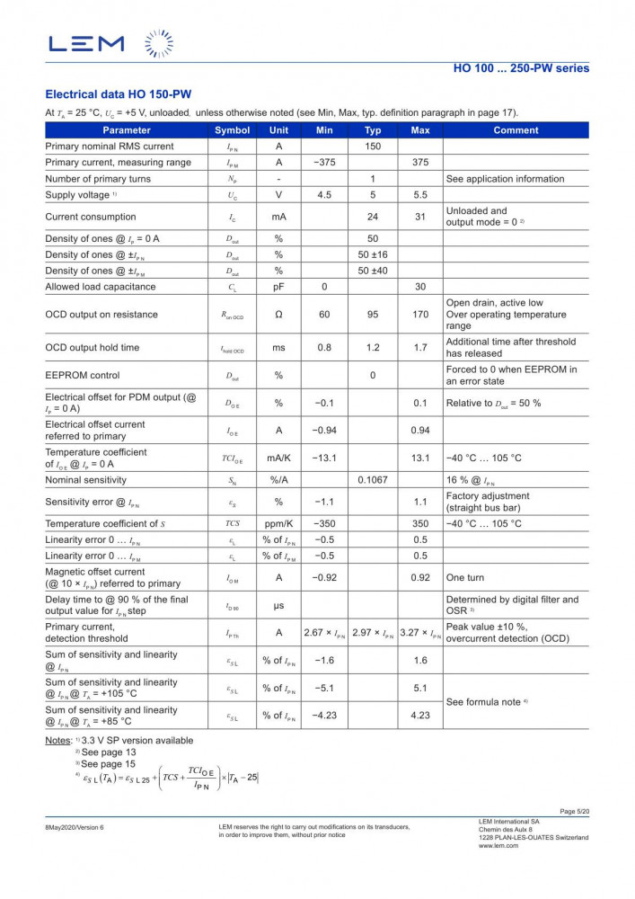 HO-PW datasheet page 5