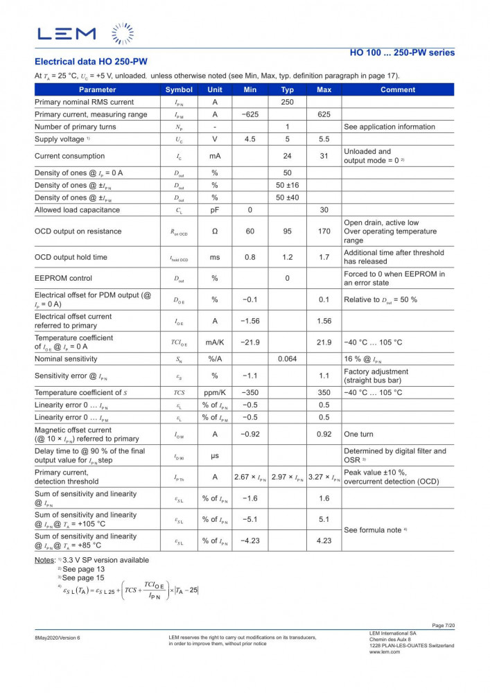 HO-PW datasheet page 7
