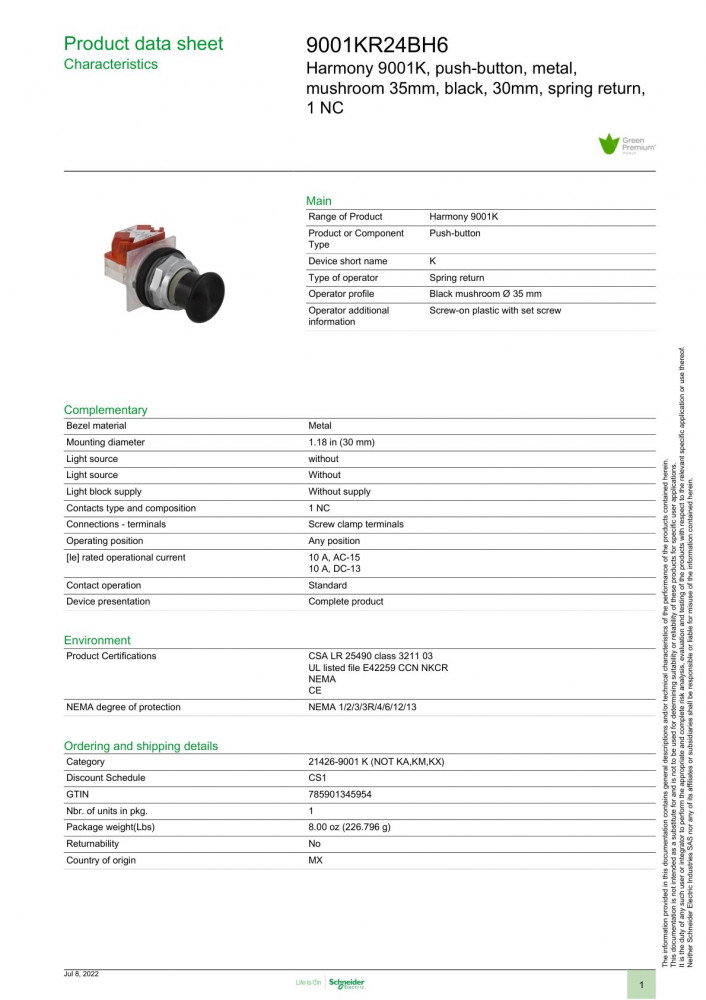 9001KR24BH6 technical document page 1