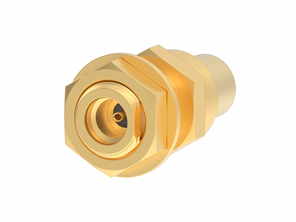 SMB Jack, Straight, PCB Receptacle, Through Hole, Brass Body, Gold (Au) Plated, Tray, 50 Ohms