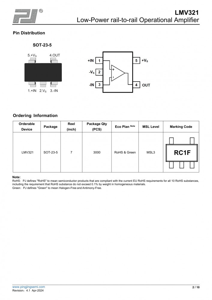 LMV321 technical document page 2