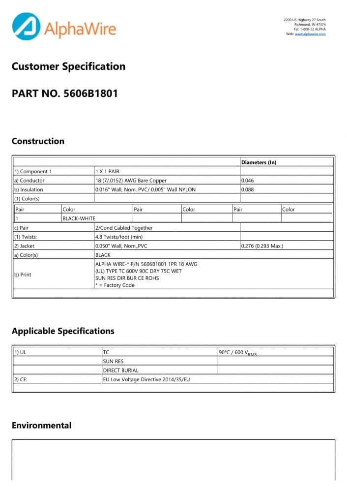 5606B1801 technical document page 1
