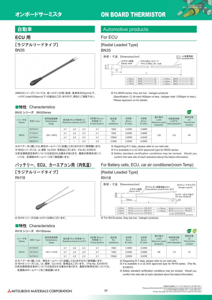 RH18 series technical document page