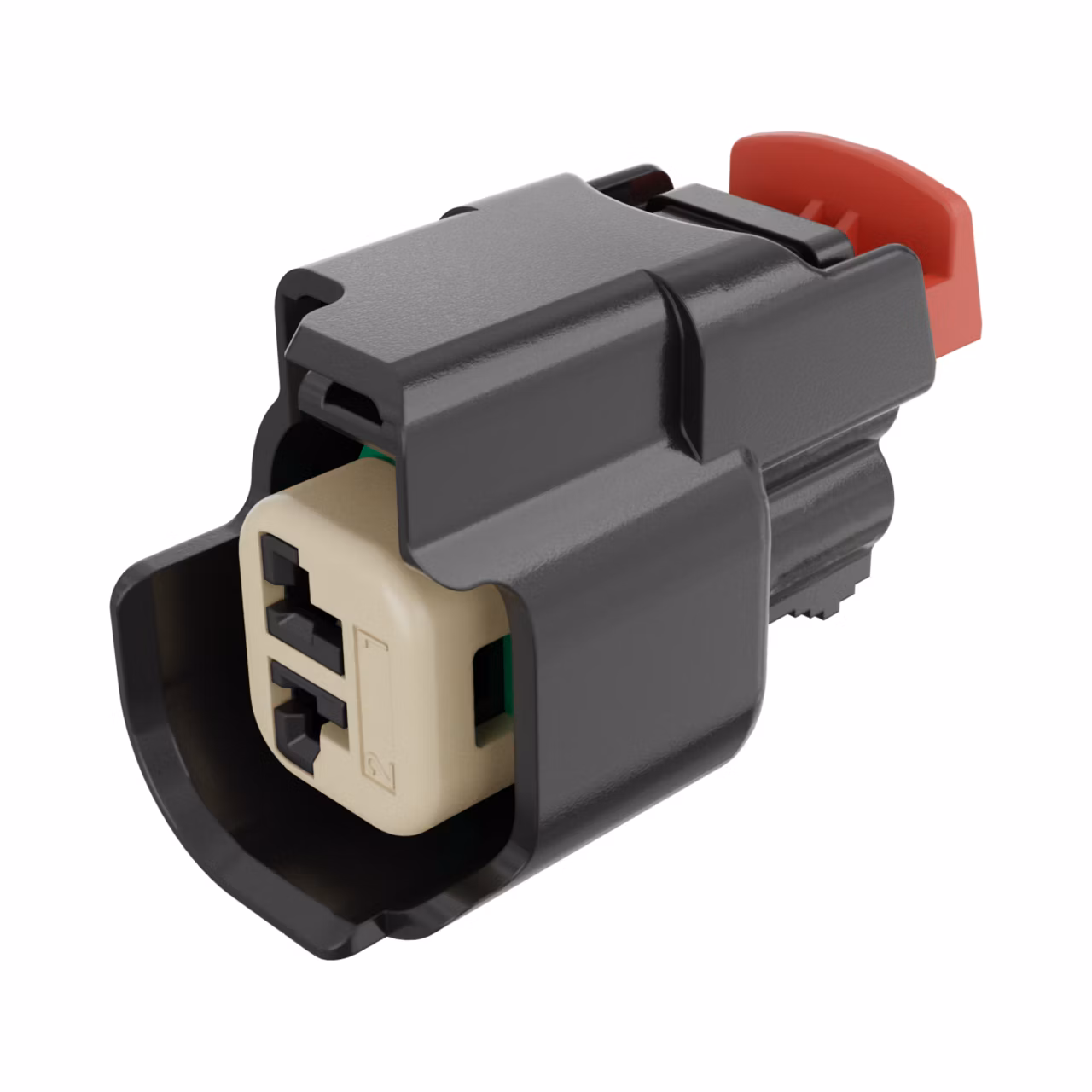 MX150 Cable-Sealed Female Connector Assembly, Single Row, 2 Circuits, Severe Vibration Housing with Keying Option A, with Connector Position Assurance, Black for sale