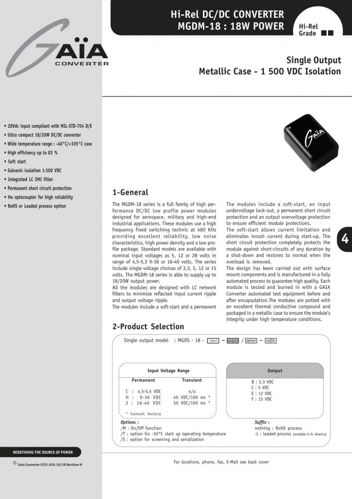MGDM-18 datasheet page 1