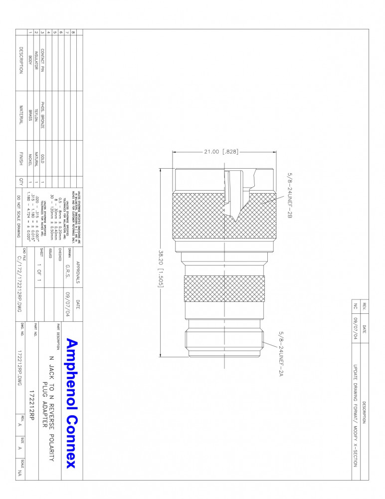 Amphenol 172212RP technical drawing