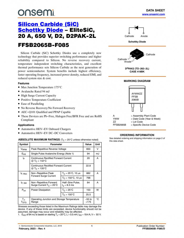 FFSB2065B-F085 datasheet page 1