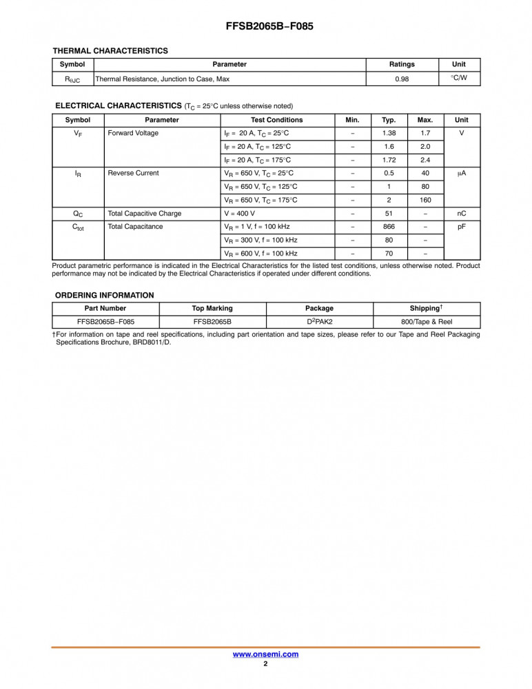 FFSB2065B-F085 datasheet page 2