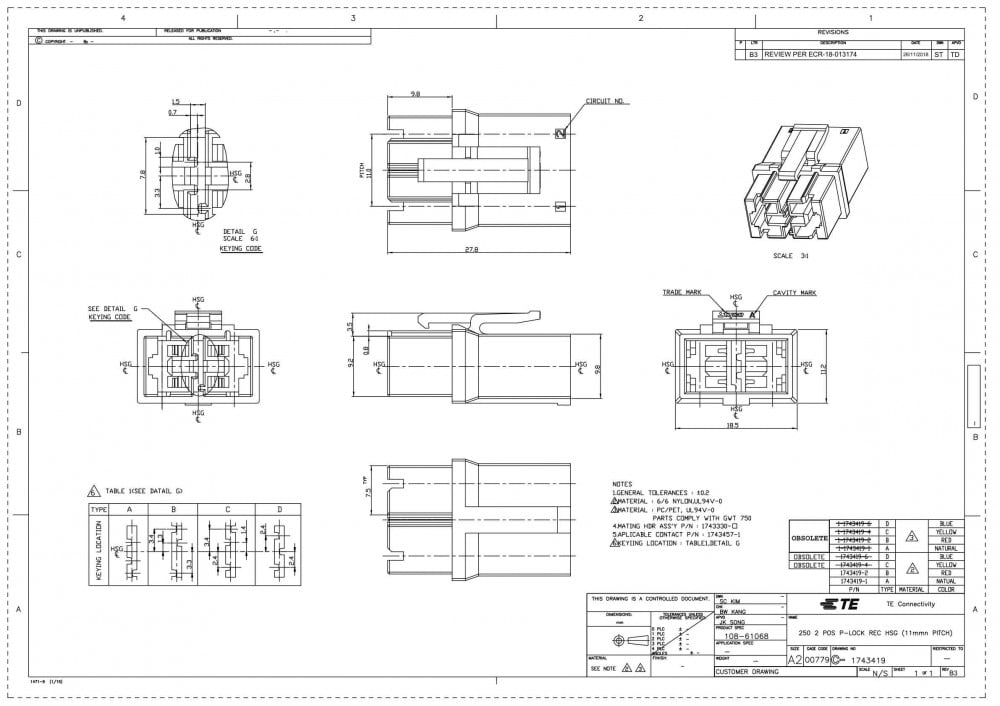 TE Connectivity 1743419-1 technical drawing