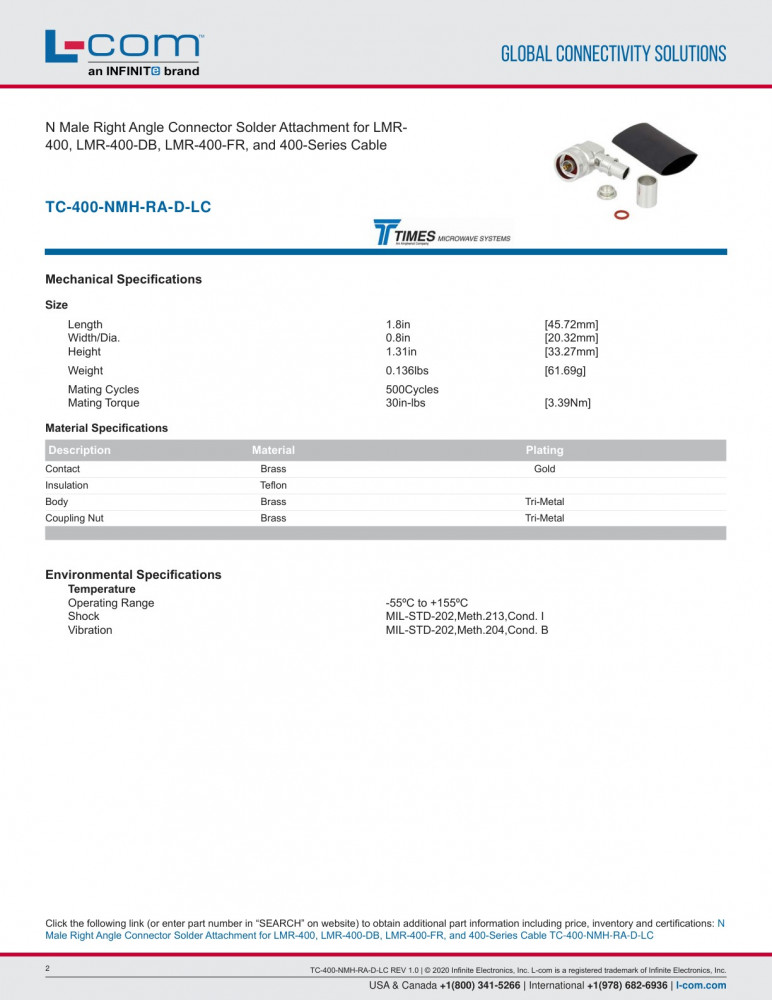 TC-400-NMH-RA-D-LC product specification page 2