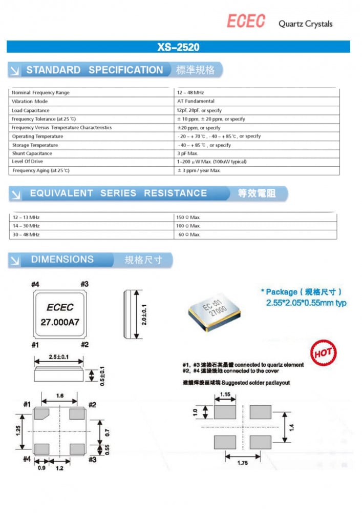 Q16000c056 XS-2520 specification and package document