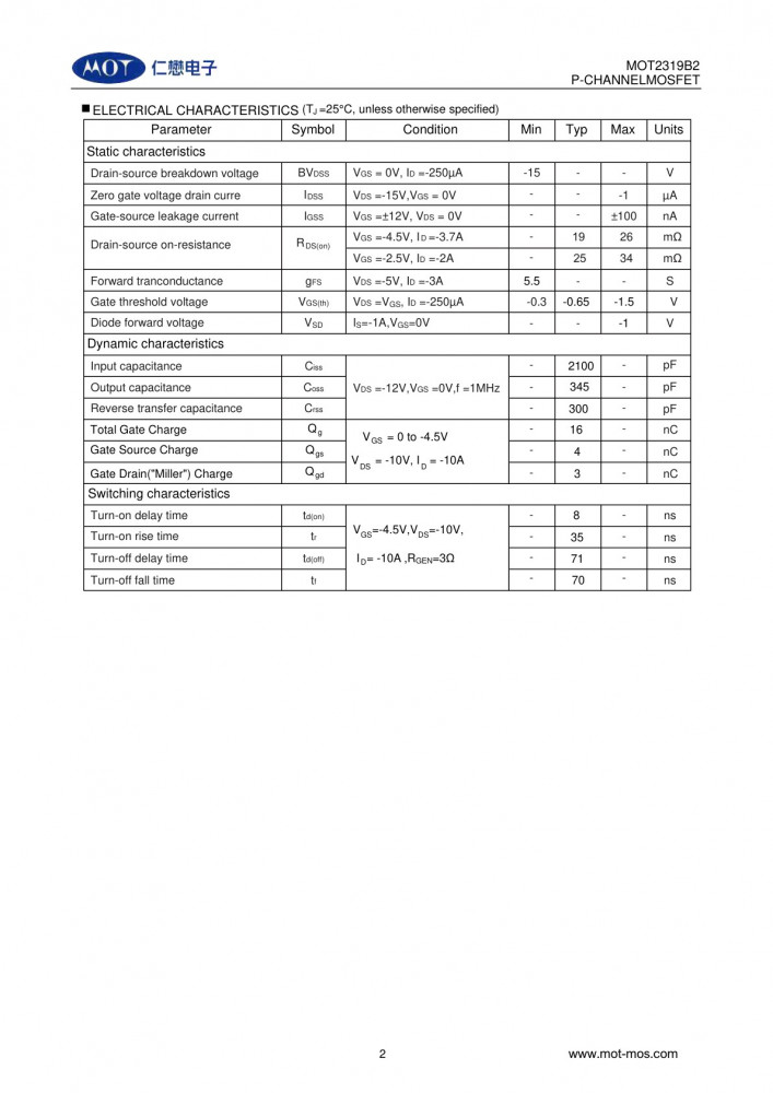 MOT2319B2 datasheet page 2