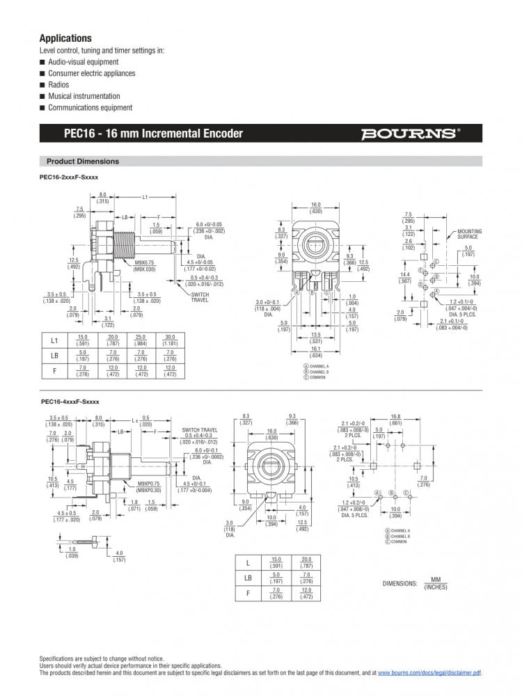 BOURNS PEC16 datasheet page 2
