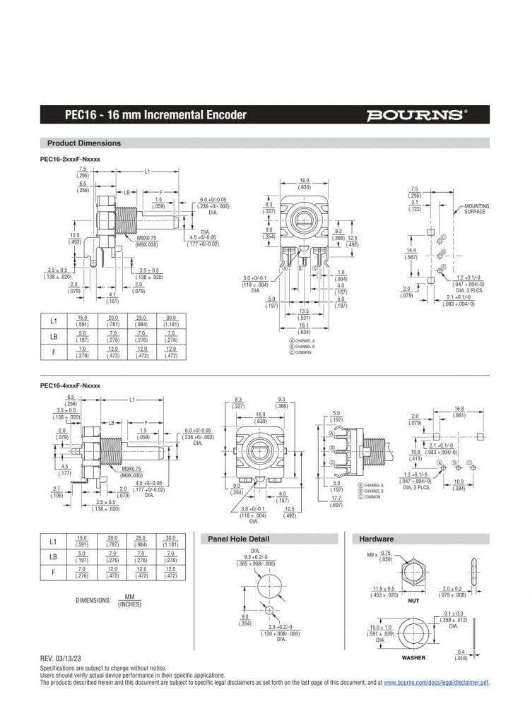 BOURNS PEC16 datasheet page 3