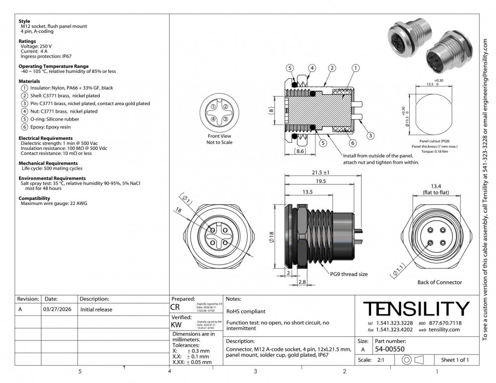 Tensility International 54-00550 product drawing preview