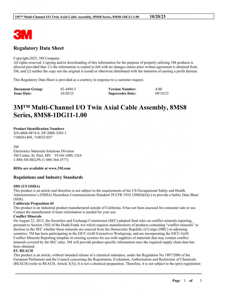 3M 8MS8-1DG11-1.00 technical document page 1