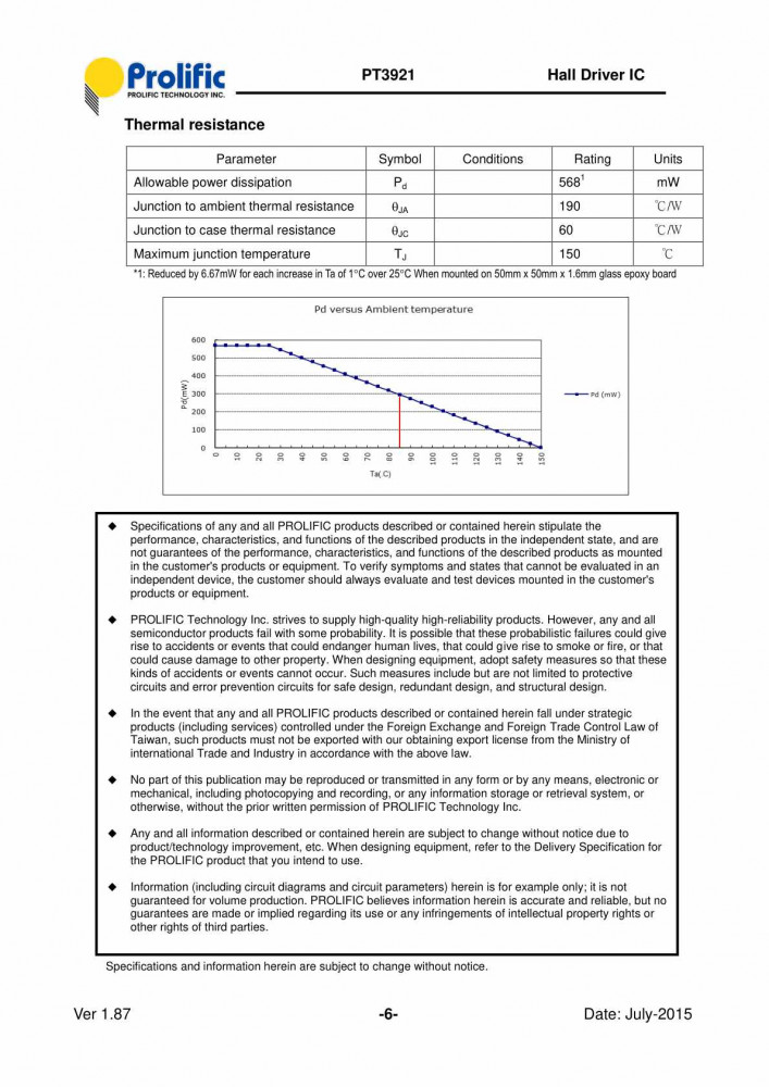 PT3921E2OBG7P1 technical document page 6