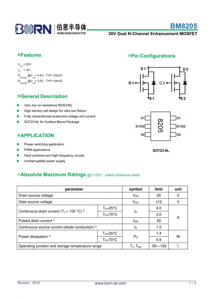 BM8205 datasheet page 1