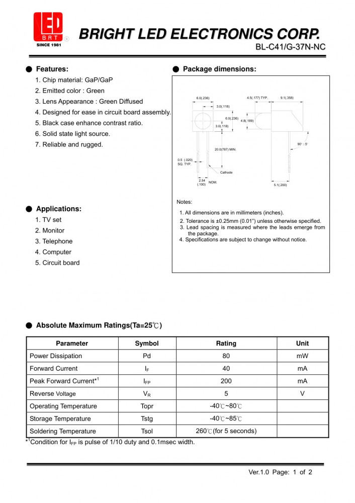 BL-C41-G-37N-NC technical document page 1