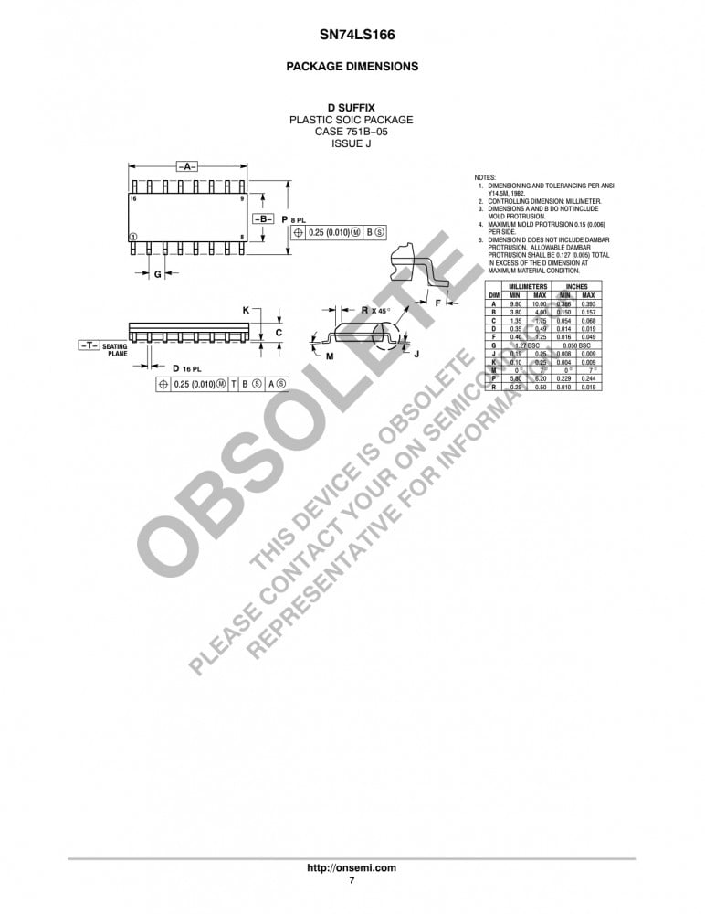 SN74LS166MEL datasheet page 7